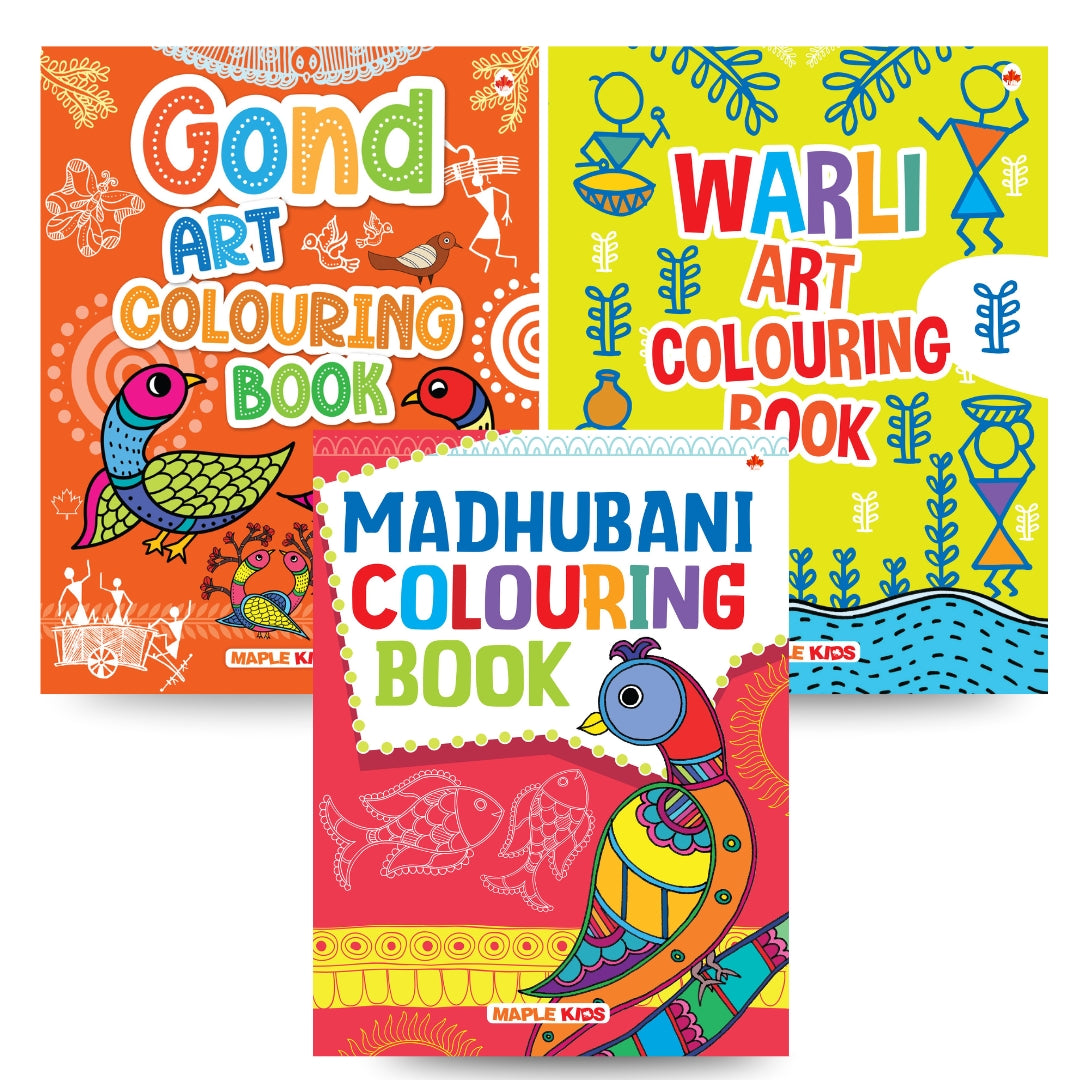 Colouring Books for Kids (Set of 3 Books) - Warli, Gond, Madhubani ...