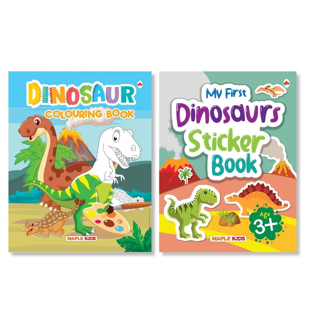 Activity Books for Kids (Set of 2 Books) - Dinosaur Sticker Book, Colo ...