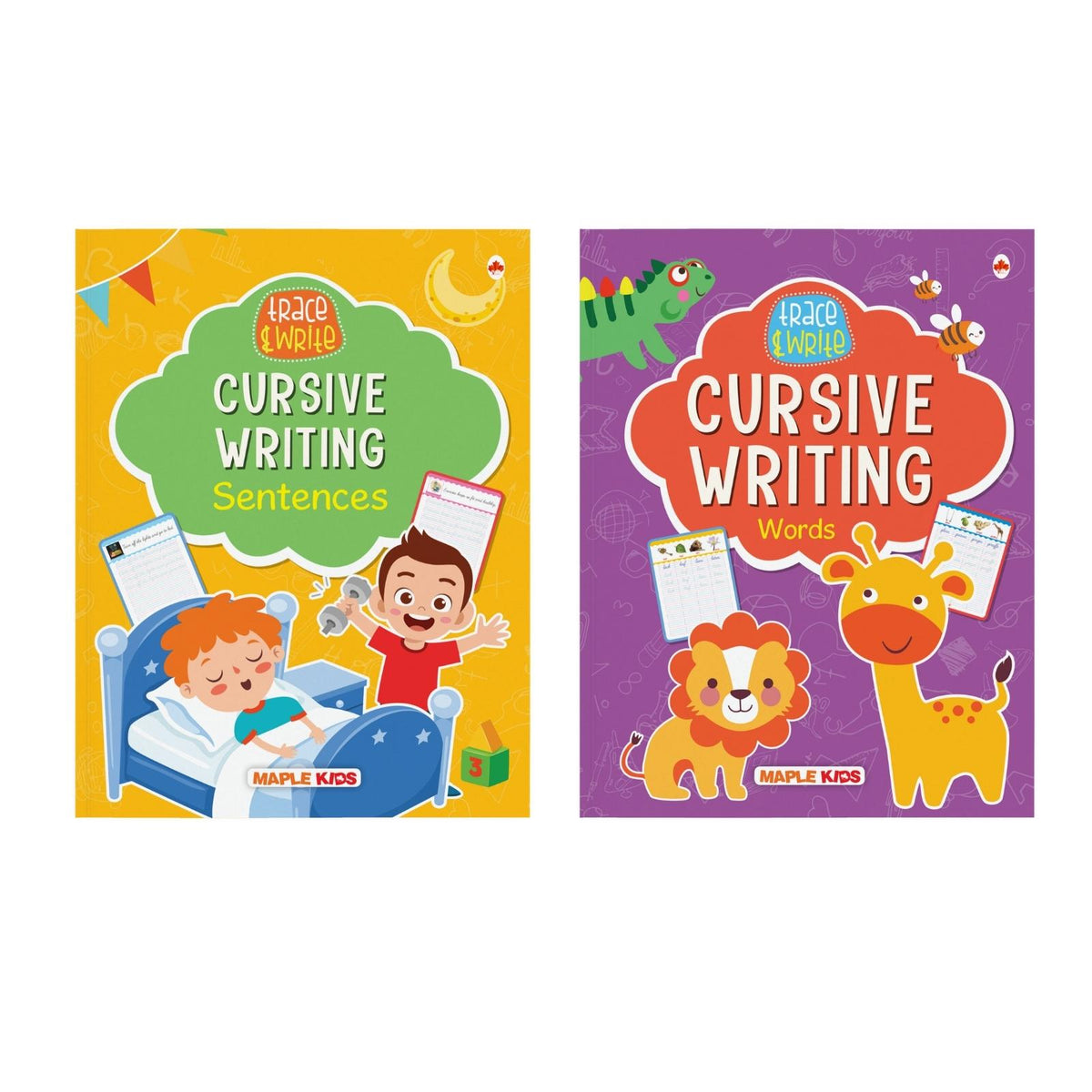 Cursive Writing Books (Set of 2 Books) - Words and Sentence — Maple Press